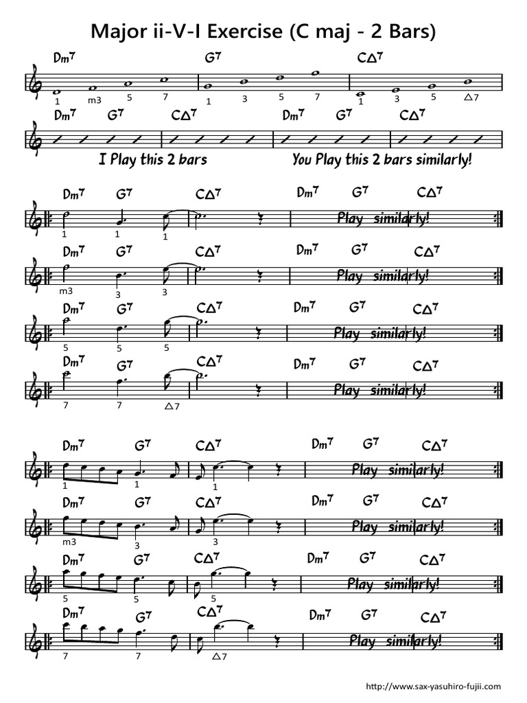 (Dm7 - G7 - Cmaj7) - 2 Bars II - V - I Exercise | PDF