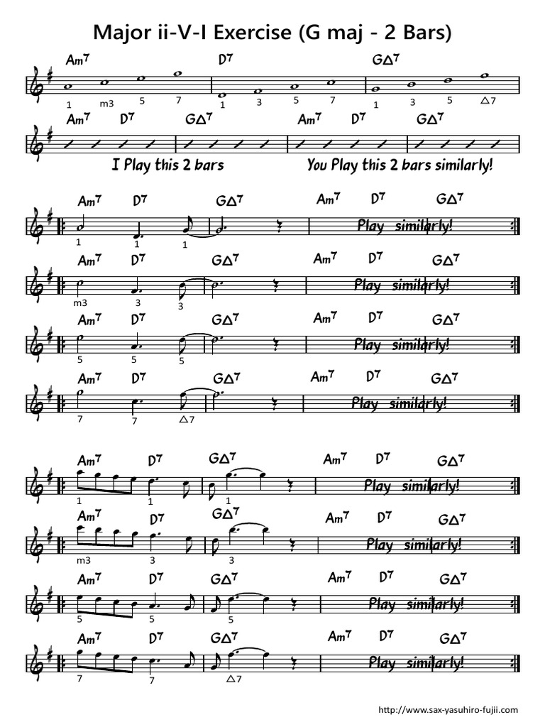 (Am7 - D7 - Gmaj7) - 2 Bars II - V - I Exercise | PDF