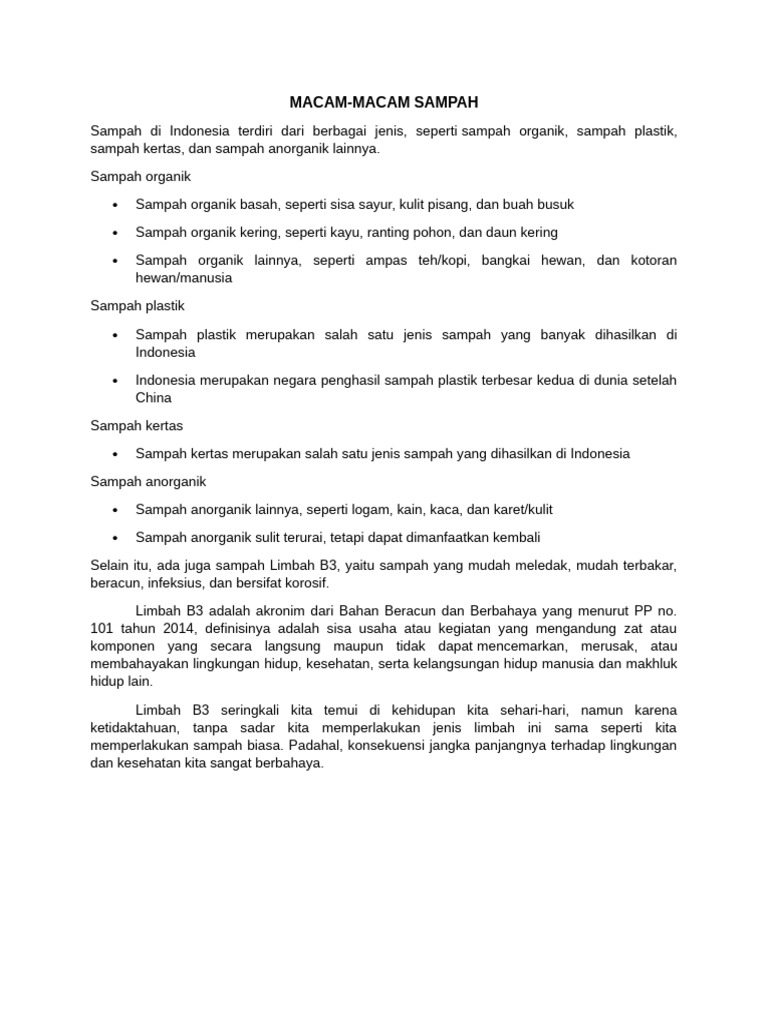 Macam-Macam Sampah | PDF
