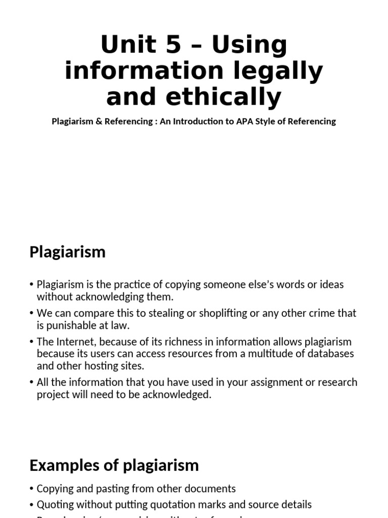 Understanding Plagiarism and APA Referencing | PDF | Plagiarism | Citation