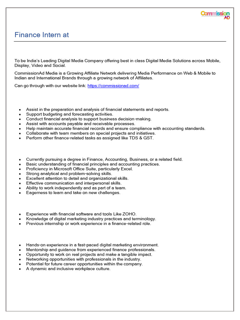 Job-description-Finance Intern | PDF