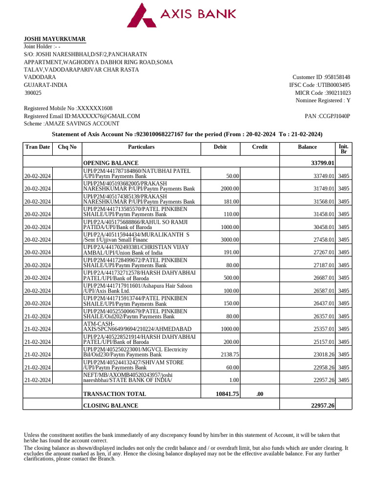 Account STMT | PDF | Banks | Debit Card