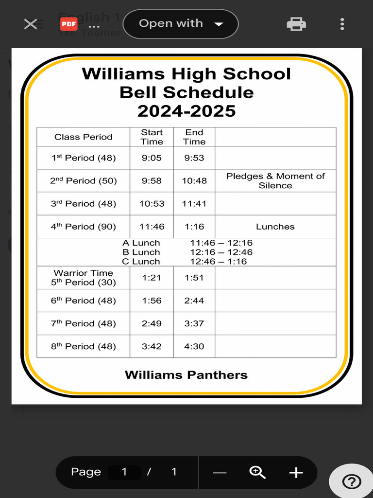 WHS Bell Schedule 2024-2025 | PDF