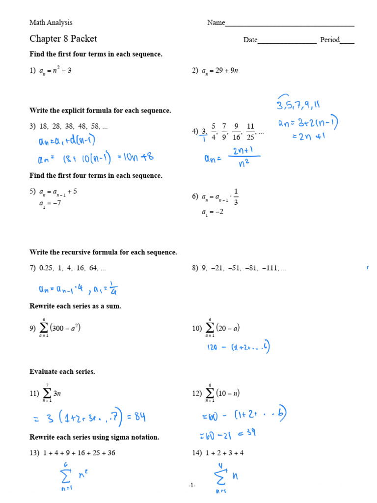 Chapter 8 Review Packets | PDF | Formula | Arithmetic