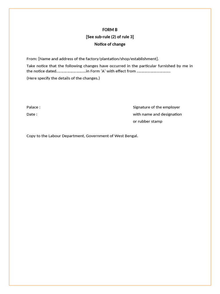 Notice of Change in Form B Gratuity | PDF