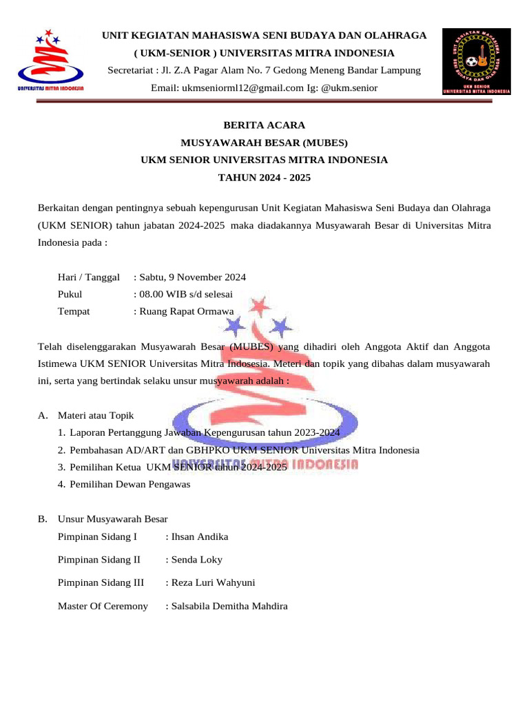 Berita Acara Mubes 24-25 | PDF