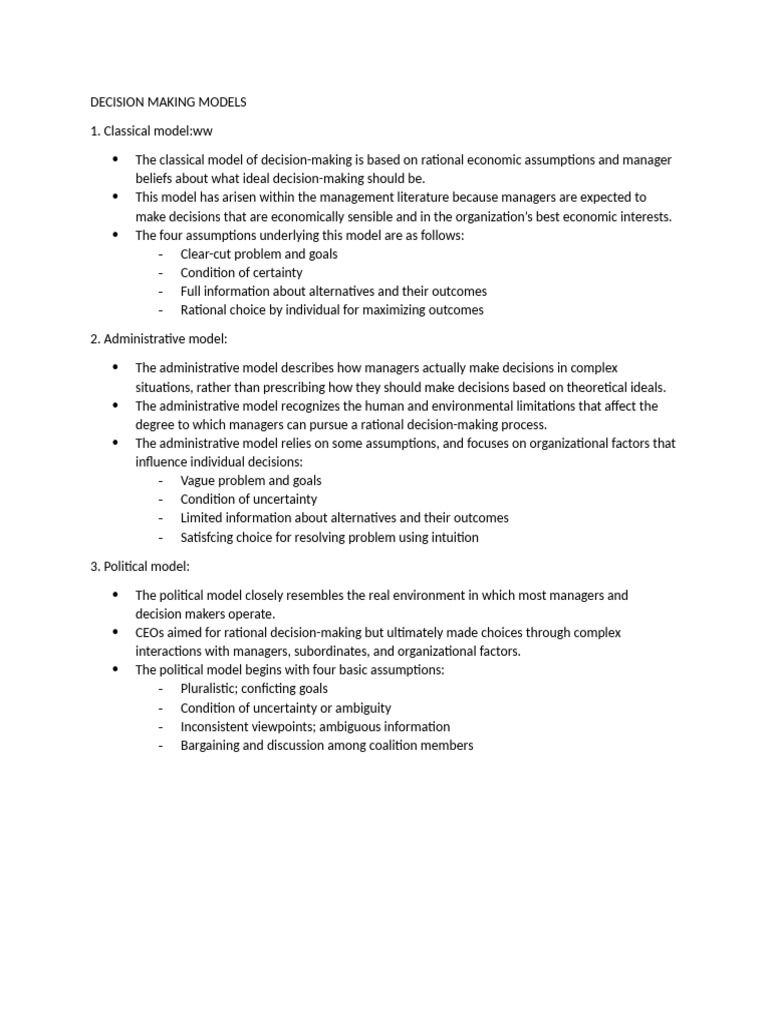 Decision Making Models | PDF