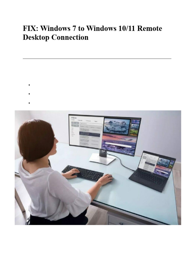 FIX- Windows 7 to Windows 10-11 Remote Desktop Connection | PDF | Microsoft Windows | Windows 10