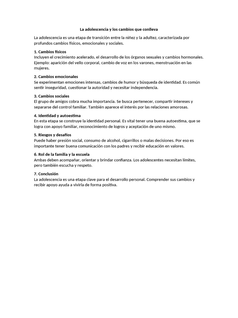 Cambios en la Adolescencia: Guía Esencial | PDF