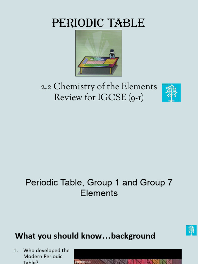 2.2 Periodic Table Review IGCSE (9-1) | PDF | Chlorine | Iodine