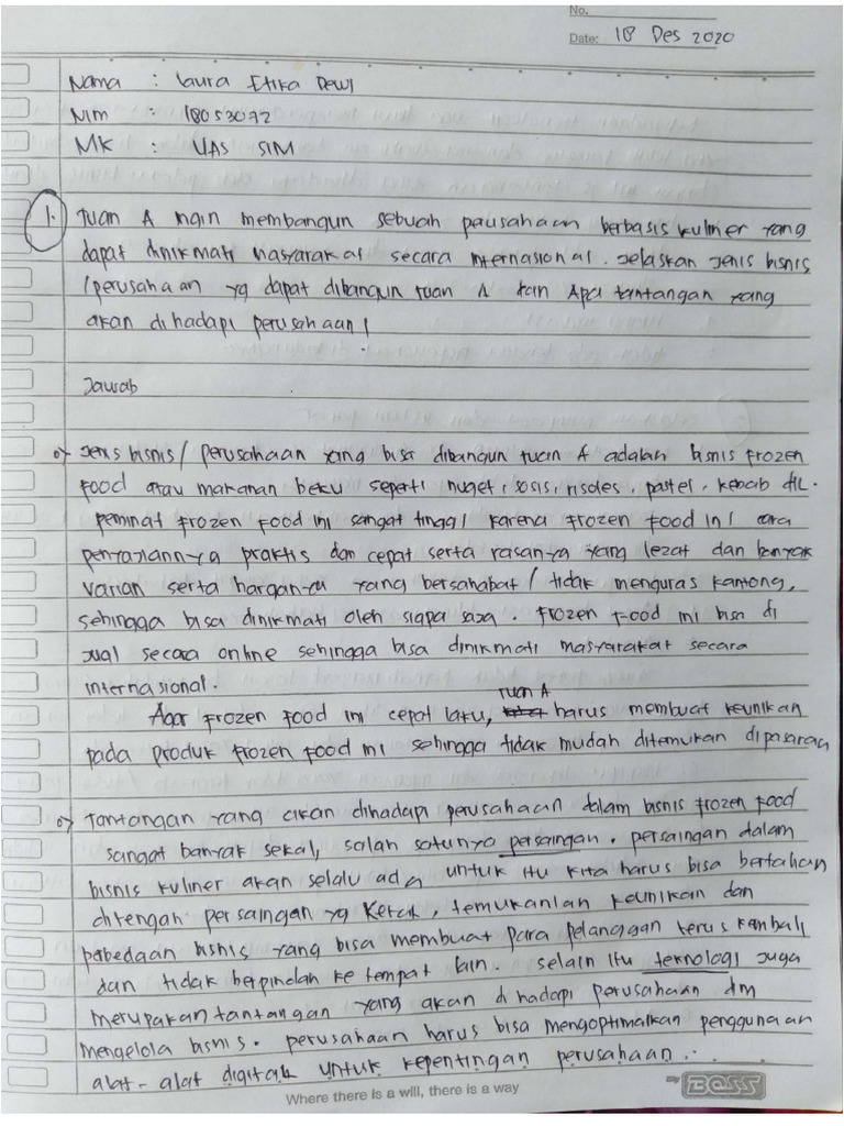 UAS Sistem Informasi Manajemen (Laura Etika Dewi, Nim 18053072) | PDF