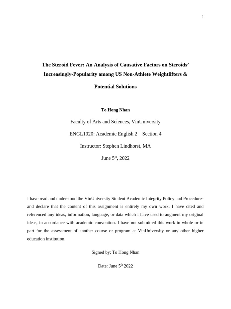 Research Paper - To Hong Nhan - Final V1 | PDF | Physical Fitness