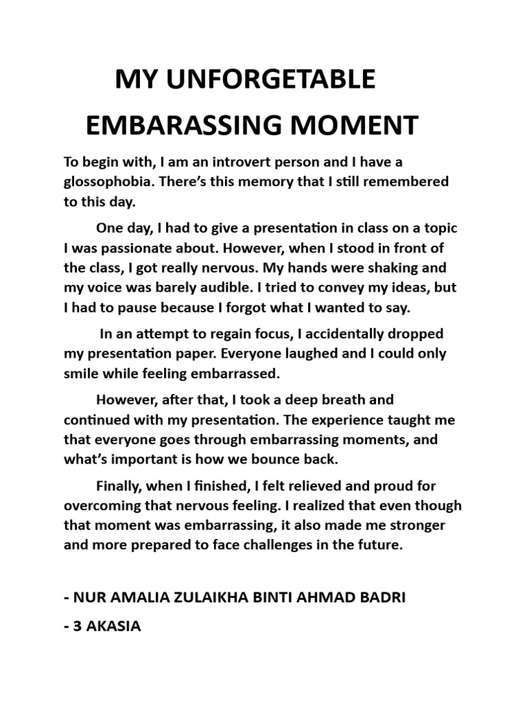 My Unforgetable Embarrassing Moment | PDF
