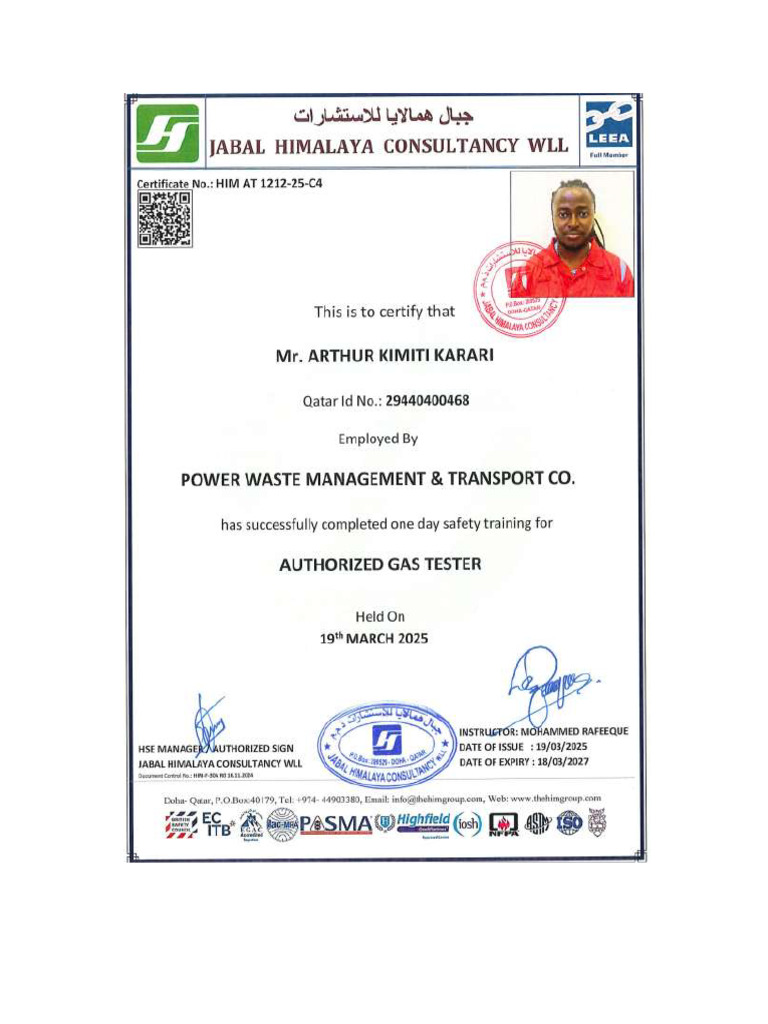 Authorized Gas Tester Pdf