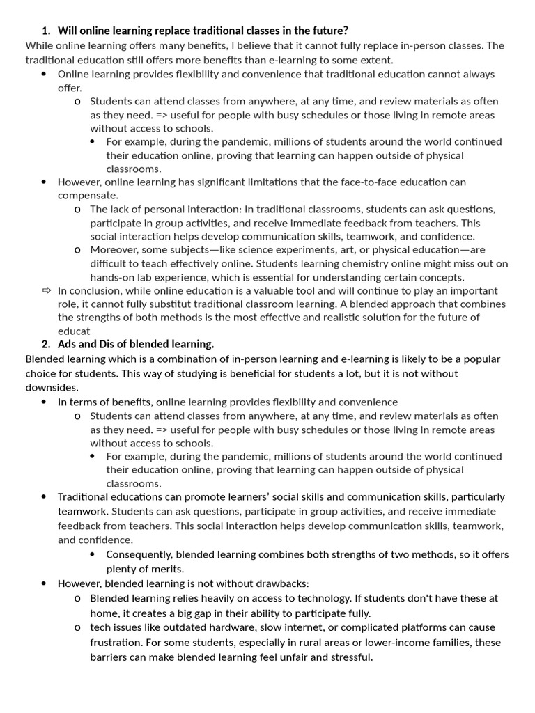 Will Online Learning Replace Traditional Classes in The Future | PDF | Educational Technology ...