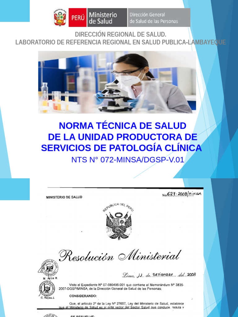 Upss Patologia Clinica - NTS #072 - Minsa (3) Deni | PDF | Laboratorios | Patología