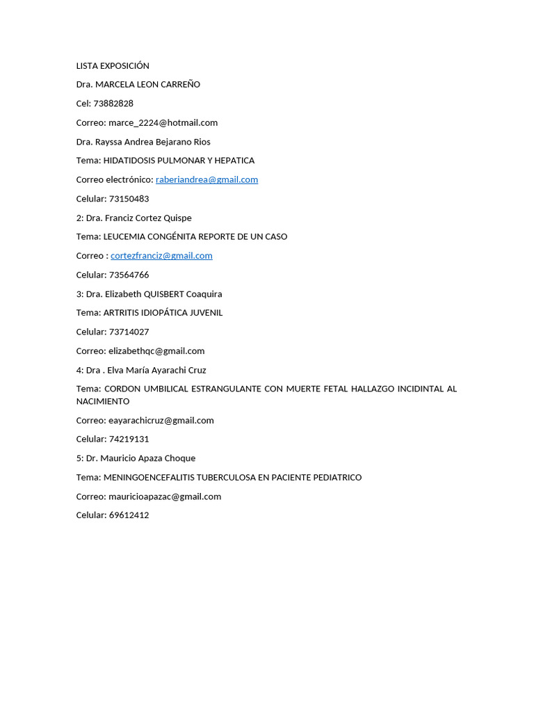 Lista Exposición | PDF