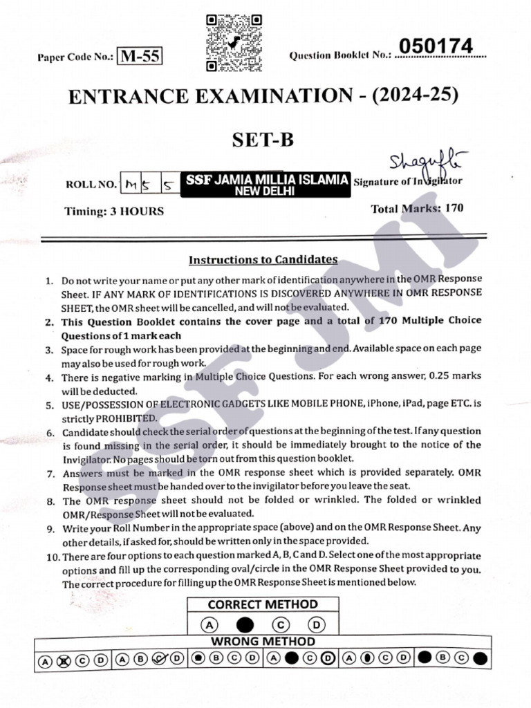 m55 Mba 2024 - SSF Jmi | PDF