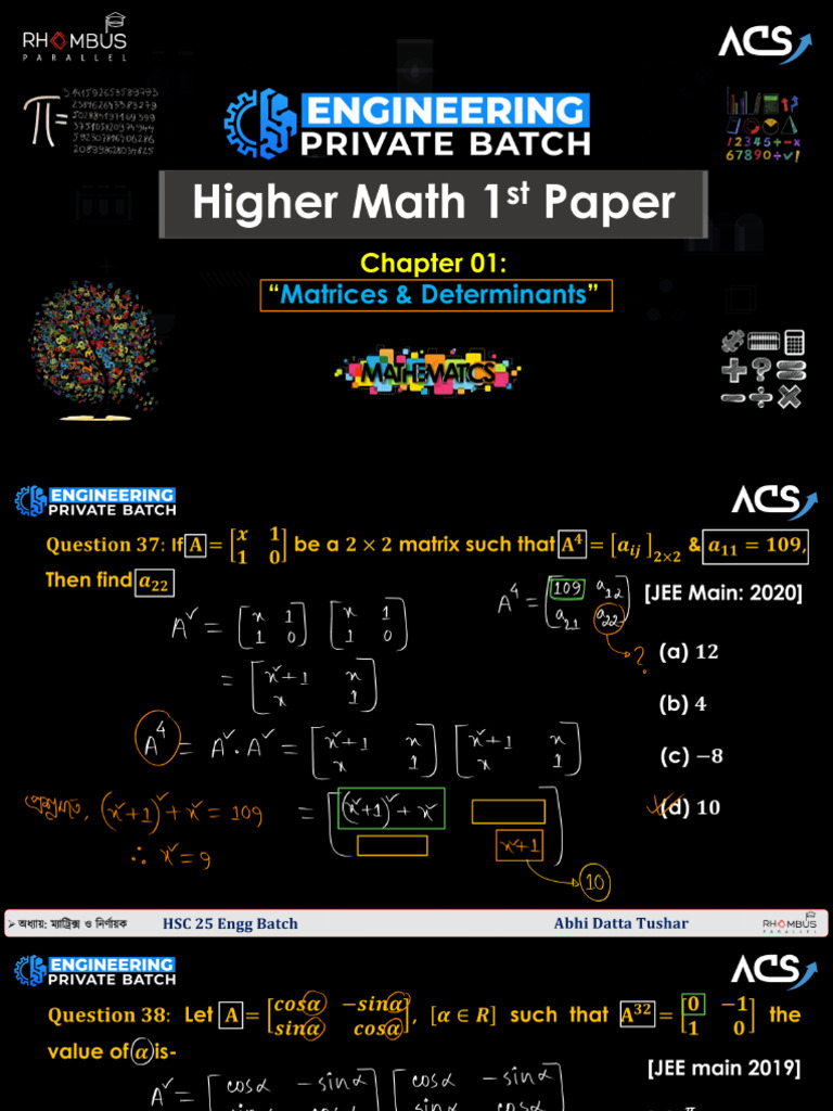 Matrices Lec 2 (ACS Engg 25) | PDF