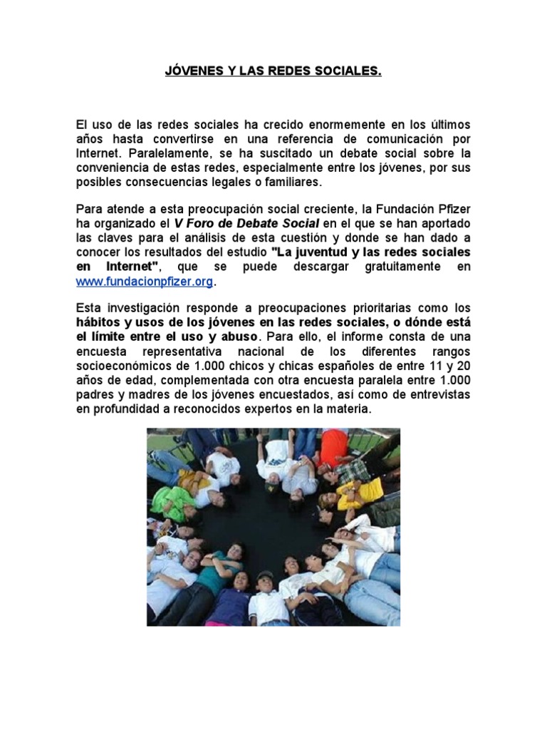 Jóvenes y Las Redes Sociales | PDF | Servicio de redes sociales | Juventud