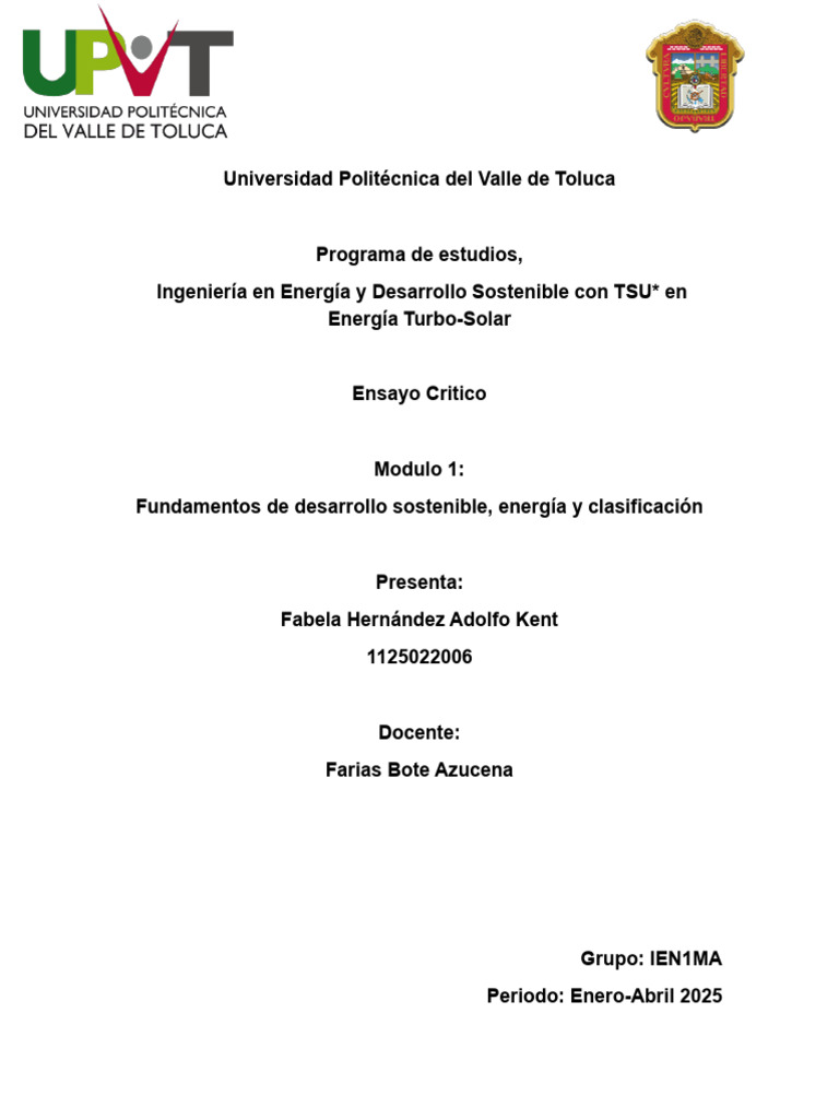 Ingeniería en Energía Sostenible TSU | PDF