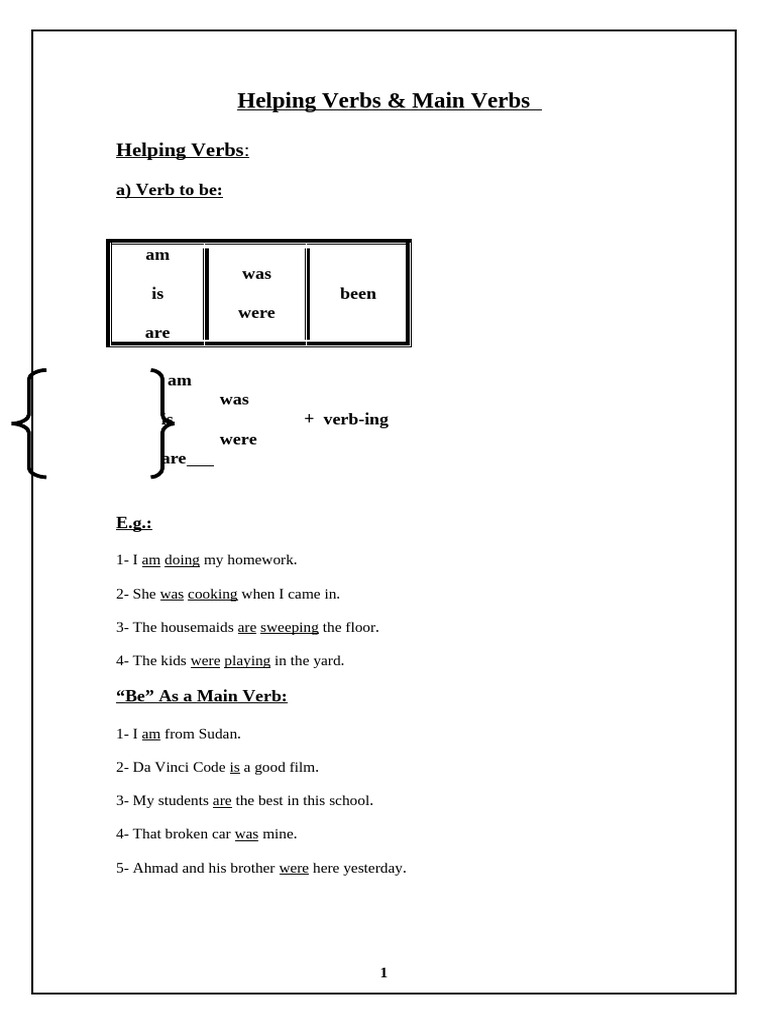 Helping Verbs and Main Verbs | PDF | Verb | Grammar