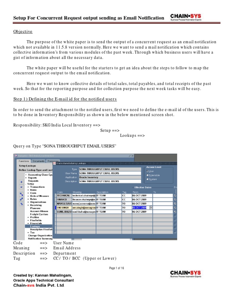 Sending An Concurrent Request Output As Email Notification | PDF | Email | Computer Data