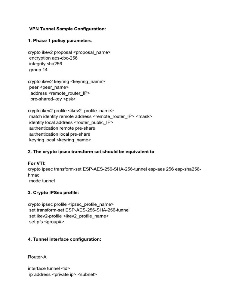 VPN Tunnel Sample Configuration | PDF