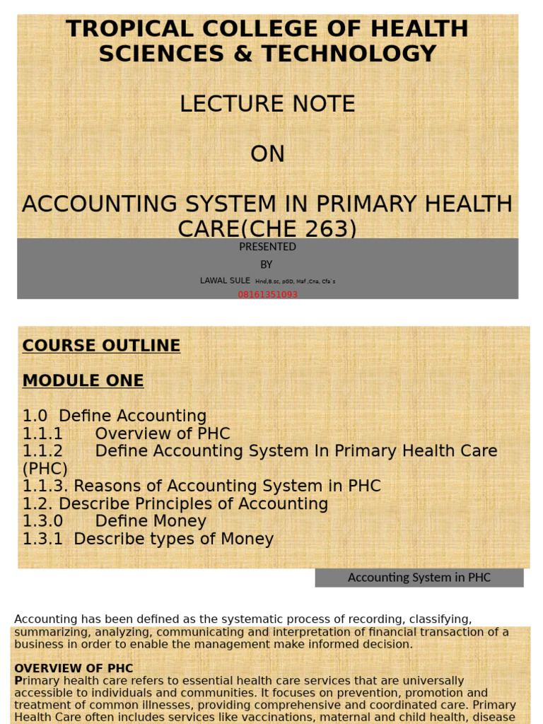 Lecture Note (Accounting System in PHC) Updated | PDF | Money | Fiat Money