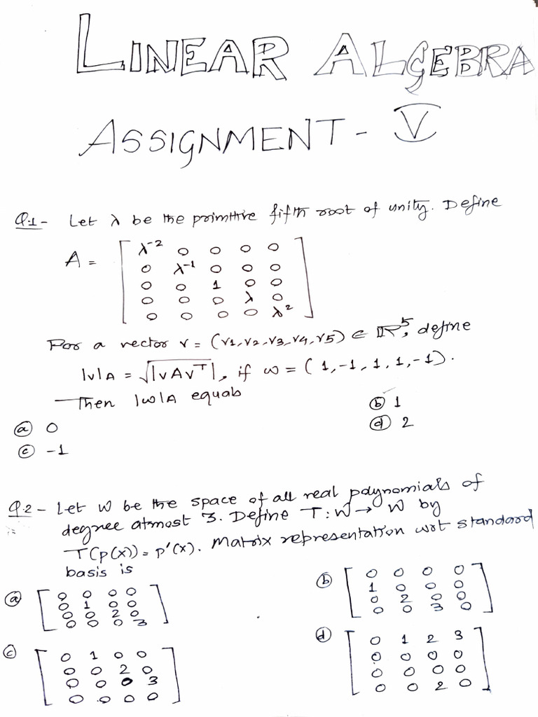 Linear Algebra - Assignment 5 | PDF