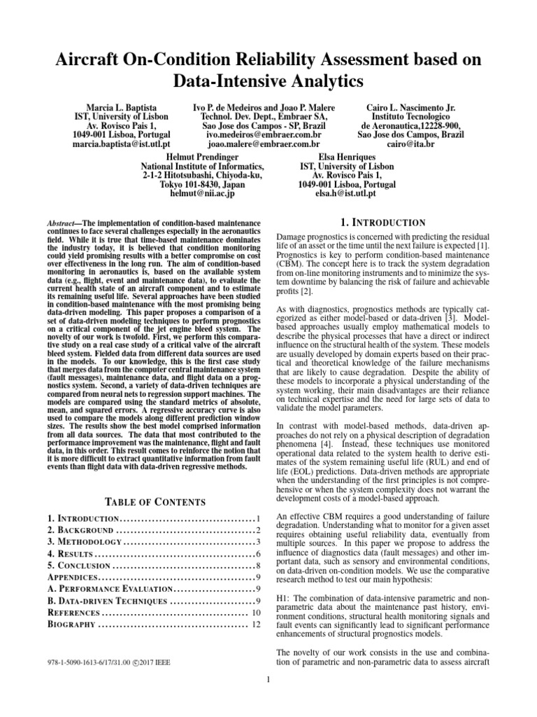 Aircraft On-Condition Reliability Assessment Based On Data-Intensive ...