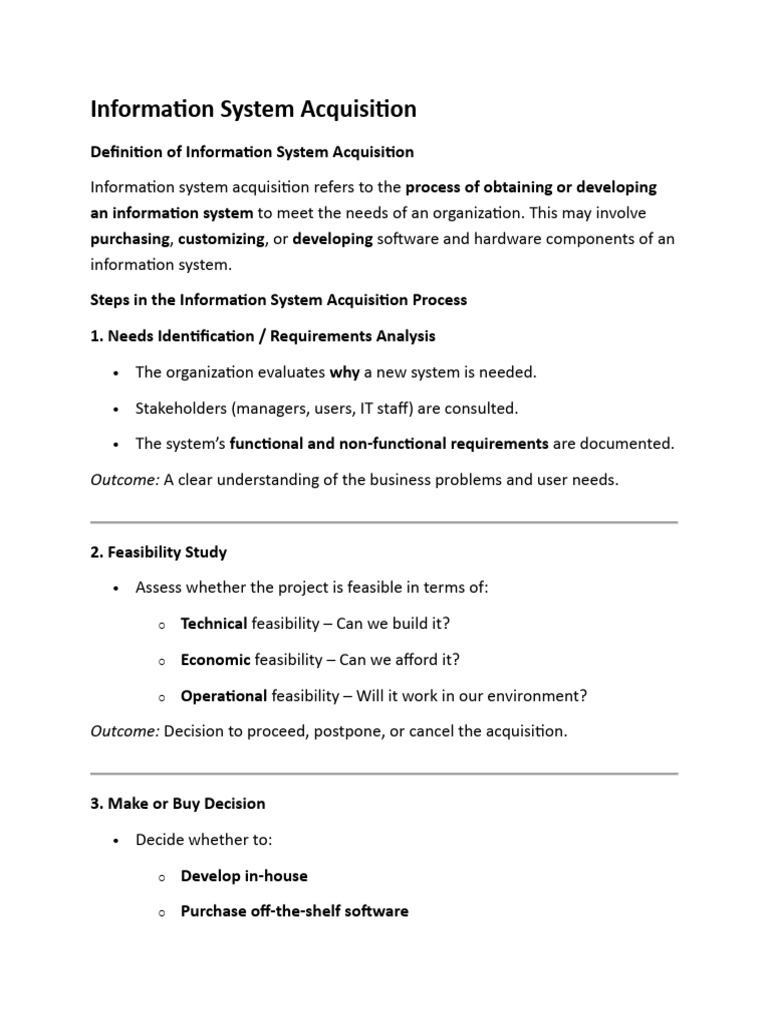 Information System Acquisition Strategies | PDF | Enterprise Resource ...