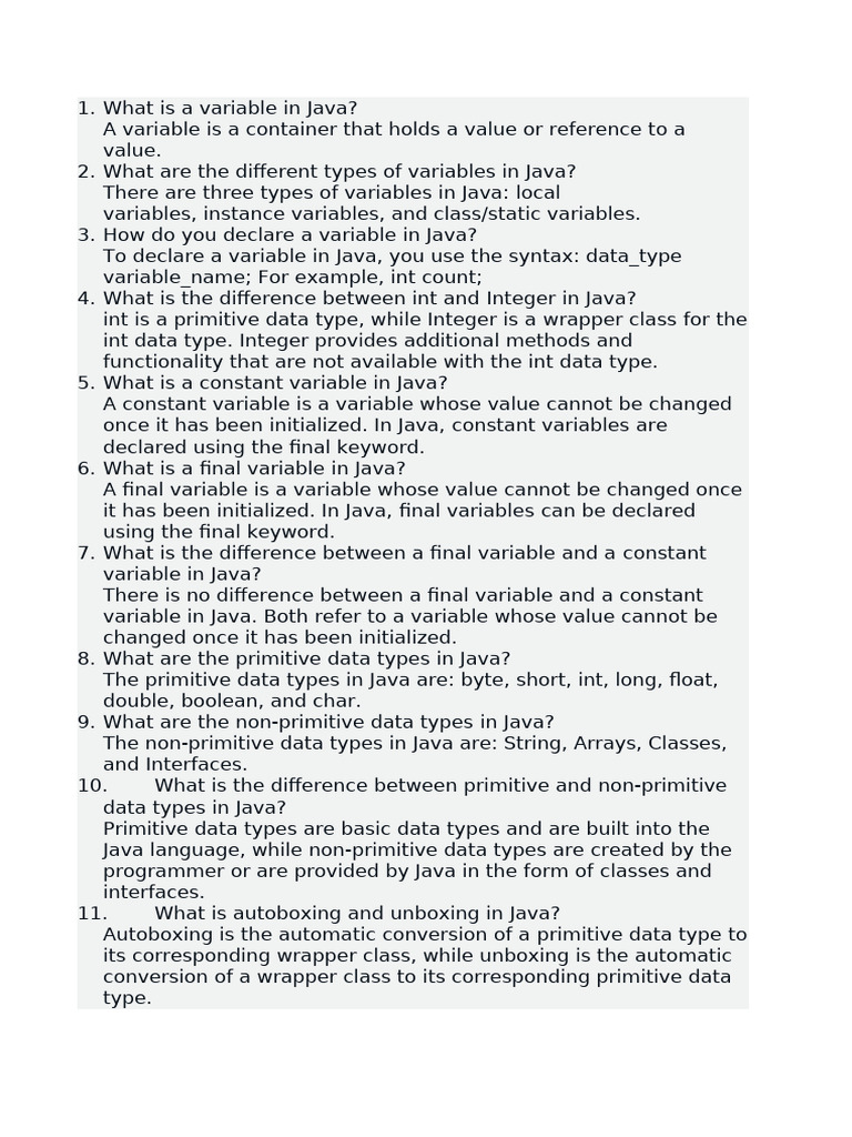 JAVA Imp | PDF | Data Type | Integer (Computer Science)