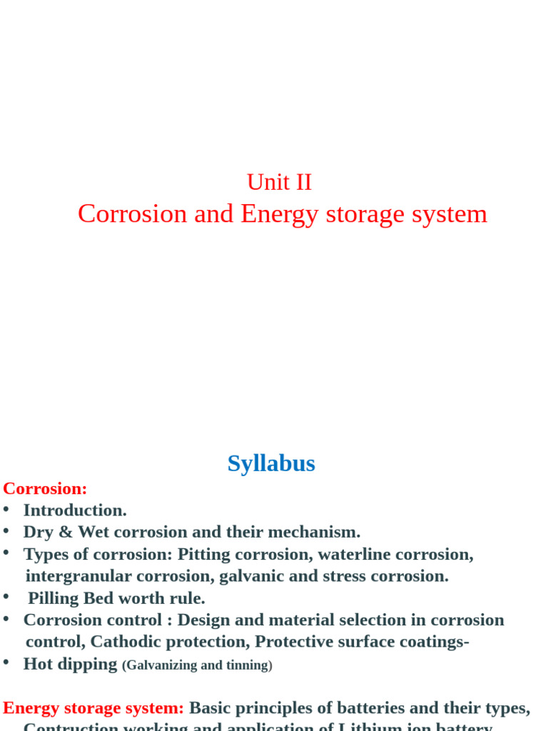 Unit II Corrosion | PDF | Corrosion | Anode