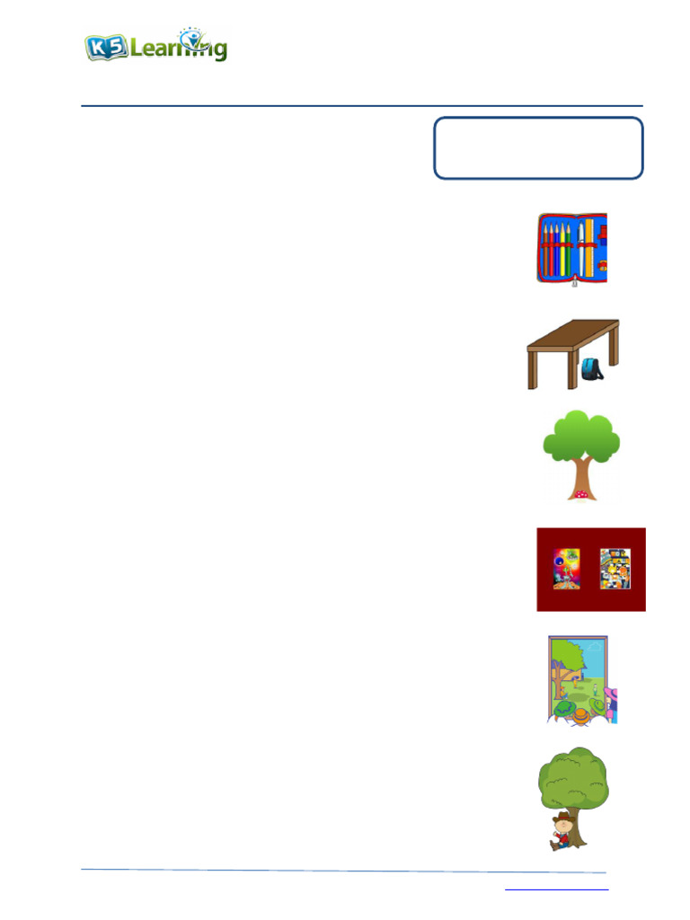 Grade 1 Prepositions Place Location C | PDF