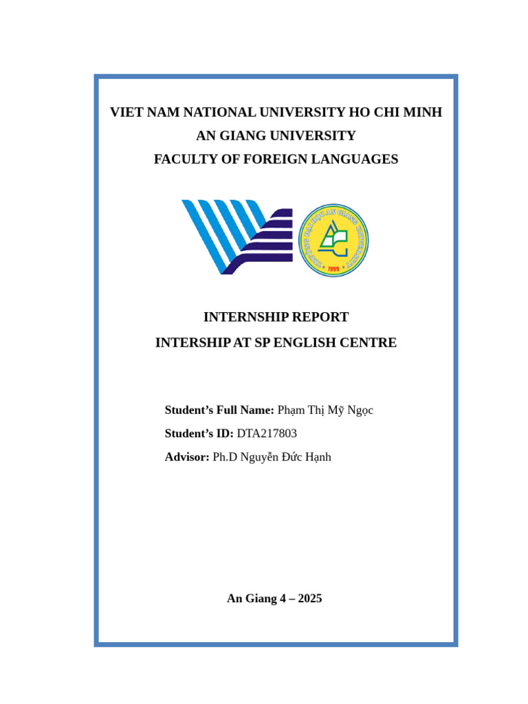 Internship Report at SP English Centre | PDF | Experience | Learning