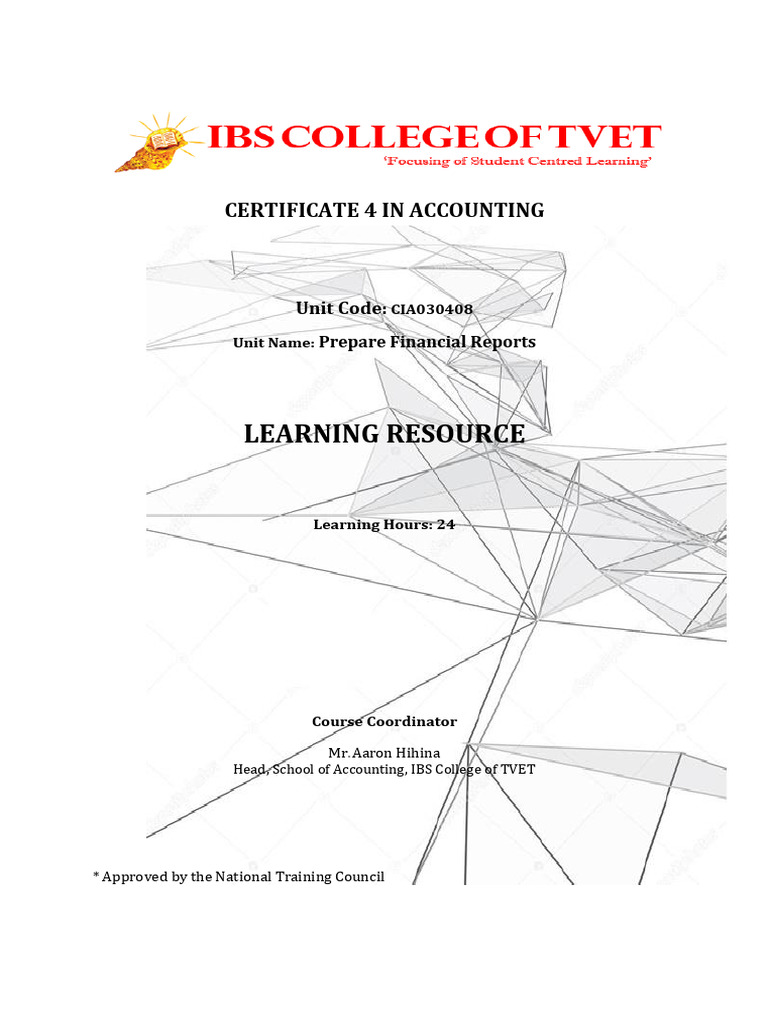 Prepare Financial Report | PDF | Depreciation | Mentorship