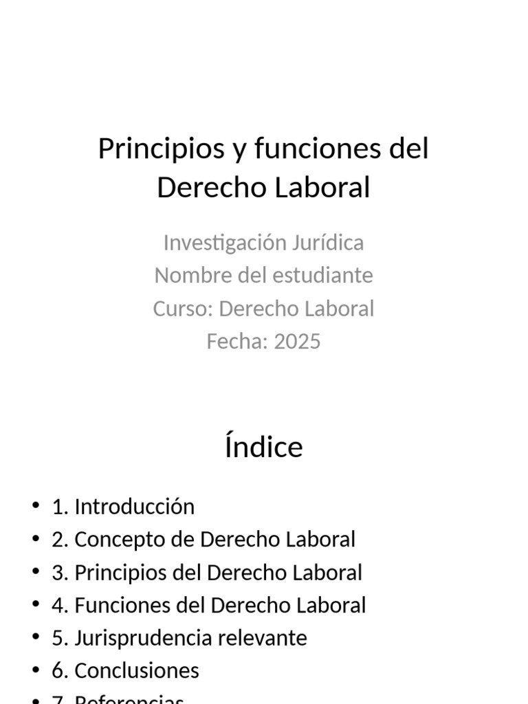 Principios y Funciones Derecho Laboral | PDF | Derecho laboral | Caso ...