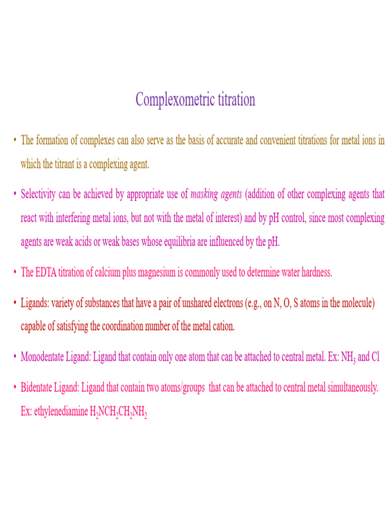 Complexometric Titration and Chelate Effect | PDF | Chelation ...
