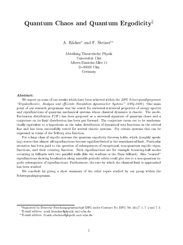 Quantum Chaos and Quantum Ergodicity | PDF | Hamiltonian Mechanics | Applied Mathematics