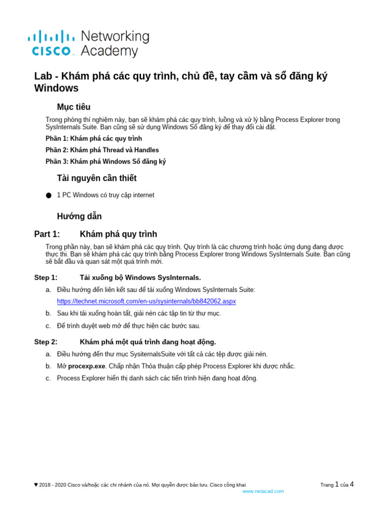 Bản Dịch Của Bản Dịch Của 3.2.11 Lab - Exploring Processes, Threads, Handles, And Windows ...