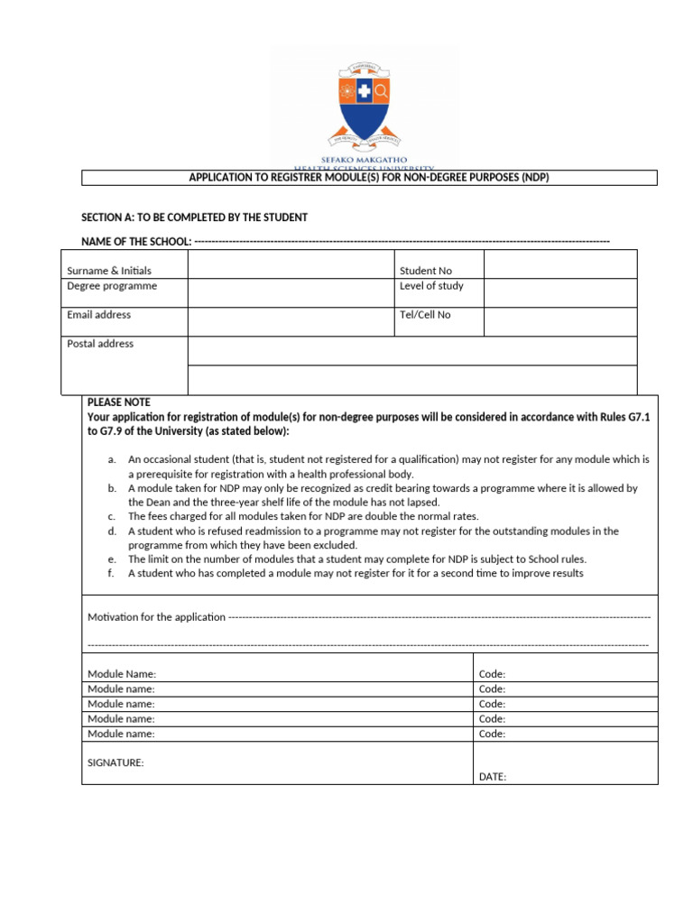 NDP Module Registration Application | PDF