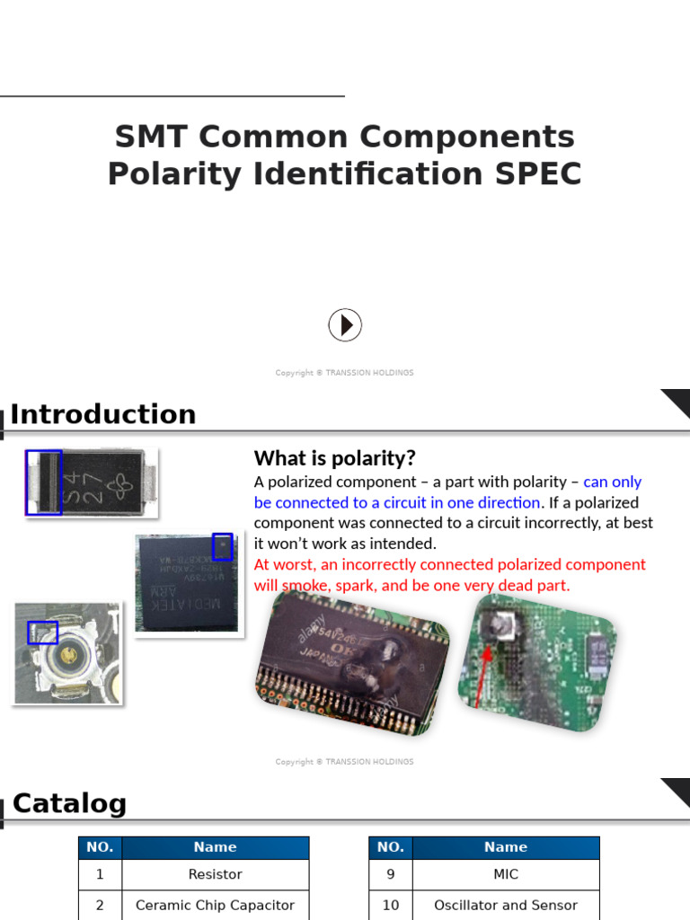 SMT Common Components Polarity Identification SPEC（元件极性） | PDF ...