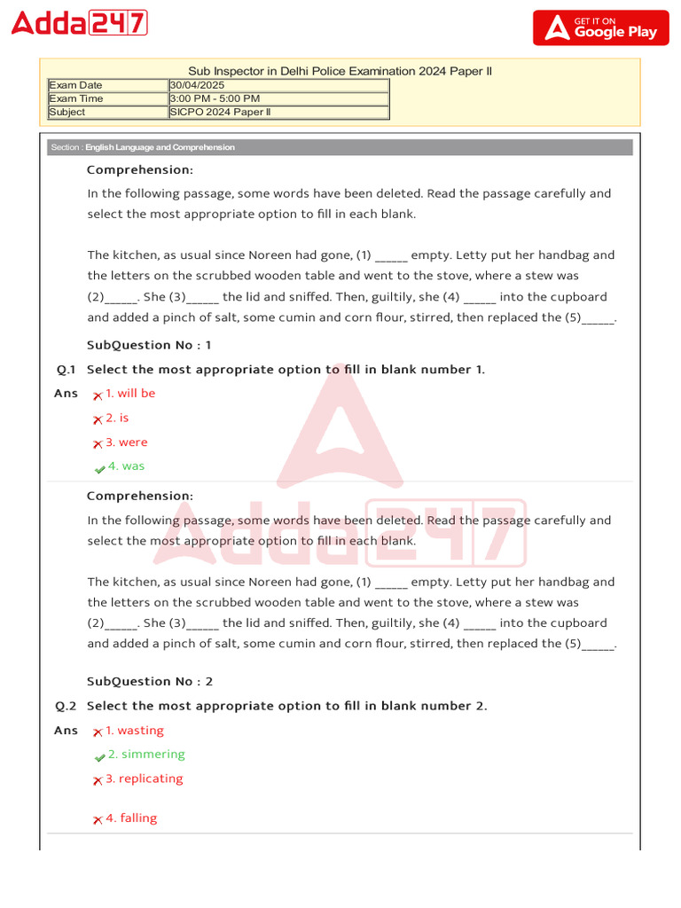 Rexam SSC CPO 2024 Mains Rexam Paper Held on 30-04-2024 1 | PDF ...