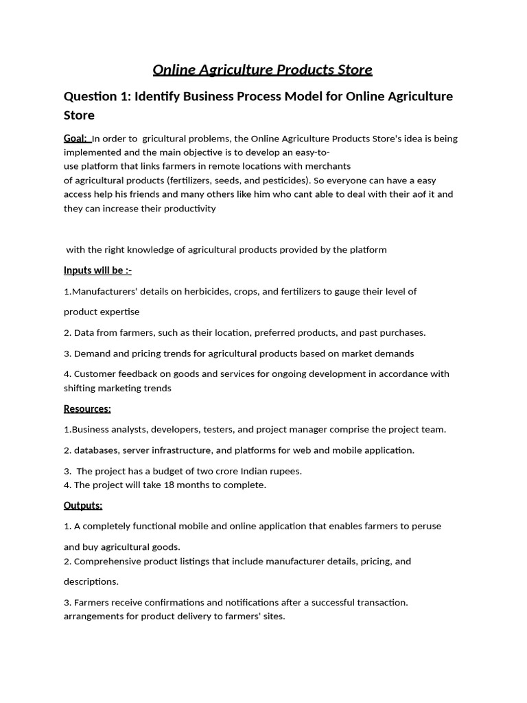 Online Agriculture Store Business Model | PDF | Software Development ...