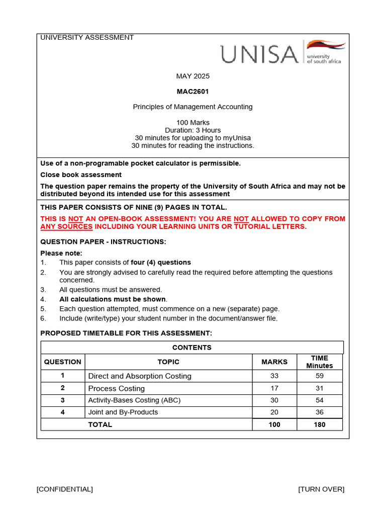 MAC2601 - 2025 - May - Assessment 3 QP | PDF | Plagiarism | Cost Of ...
