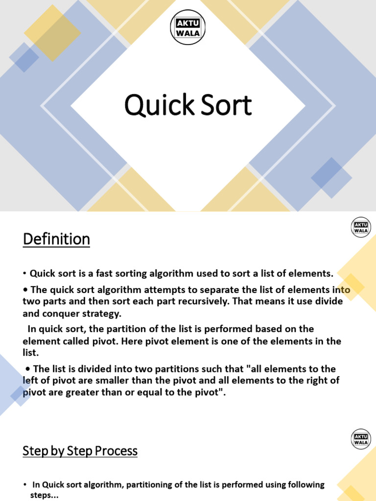 Quick Sort | PDF