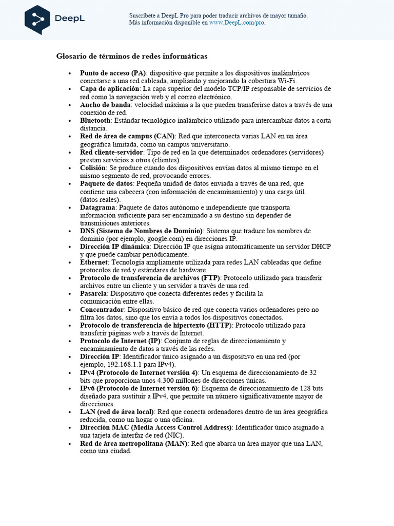 Glossary of Computer Network Terms Es | PDF | Red de computadoras ...