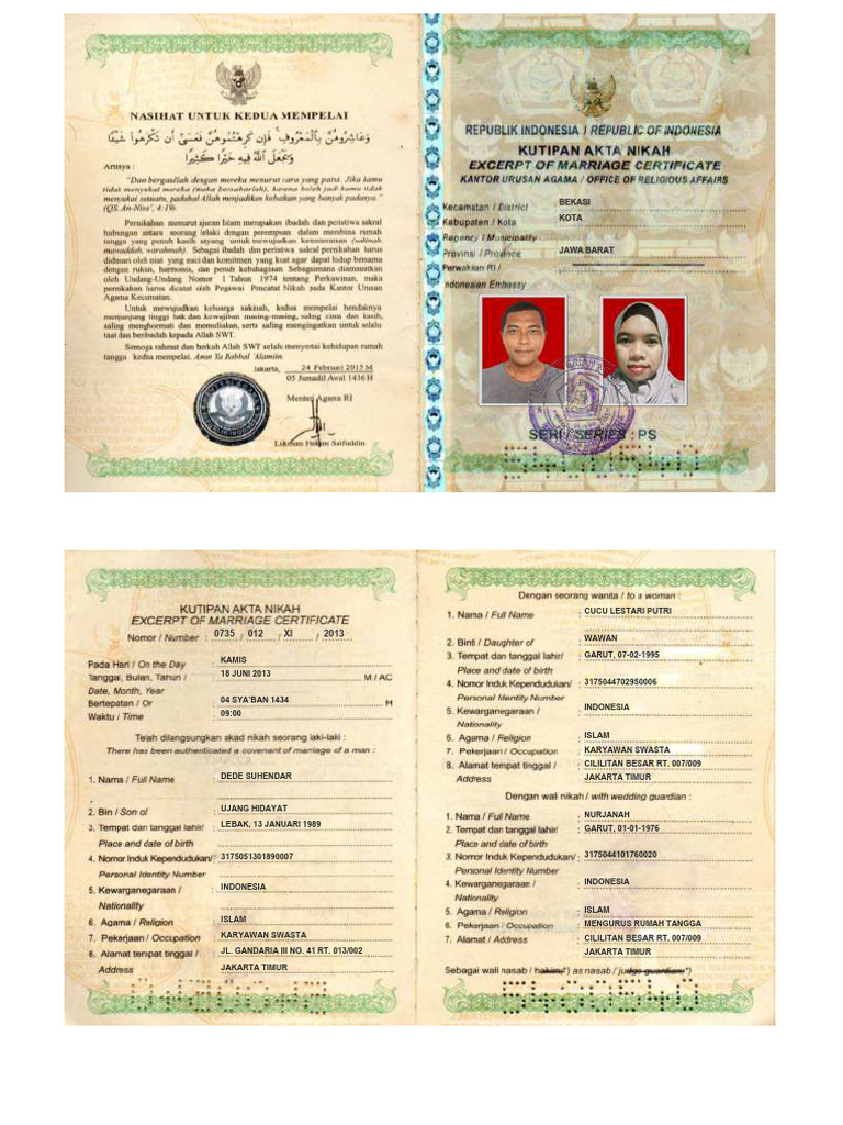 Buku Nikah Suami Dede Suhendar | PDF