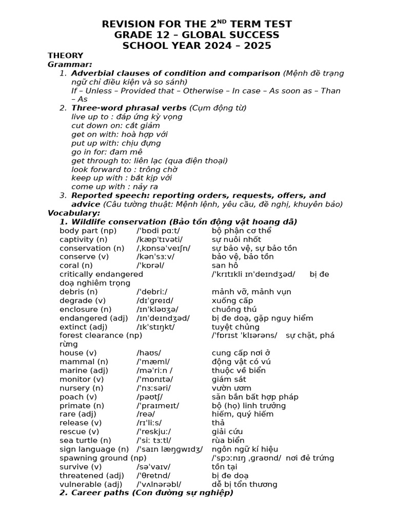 Revision For The 2nd Term Test 12-24-25 Key | PDF